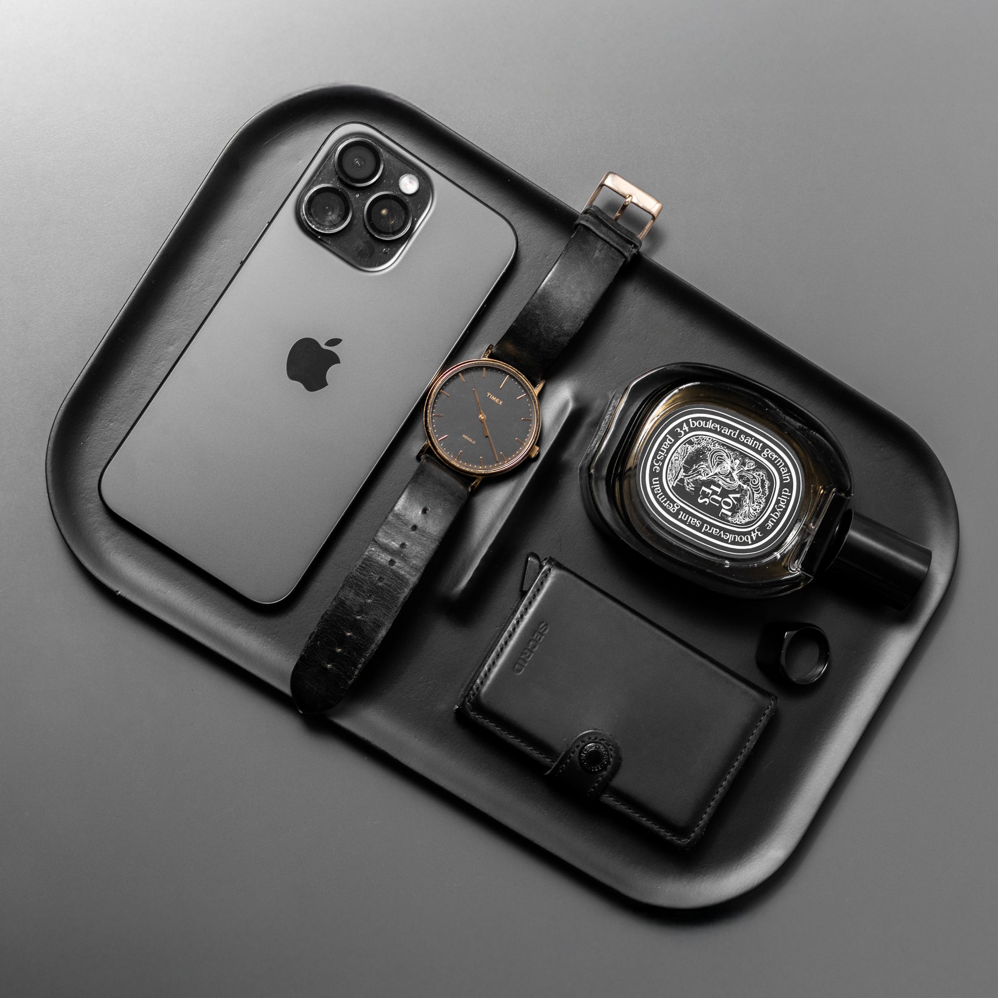 Japandi Valet Tray Edc Catchall Concierge Minimalist Organiser Black Wood