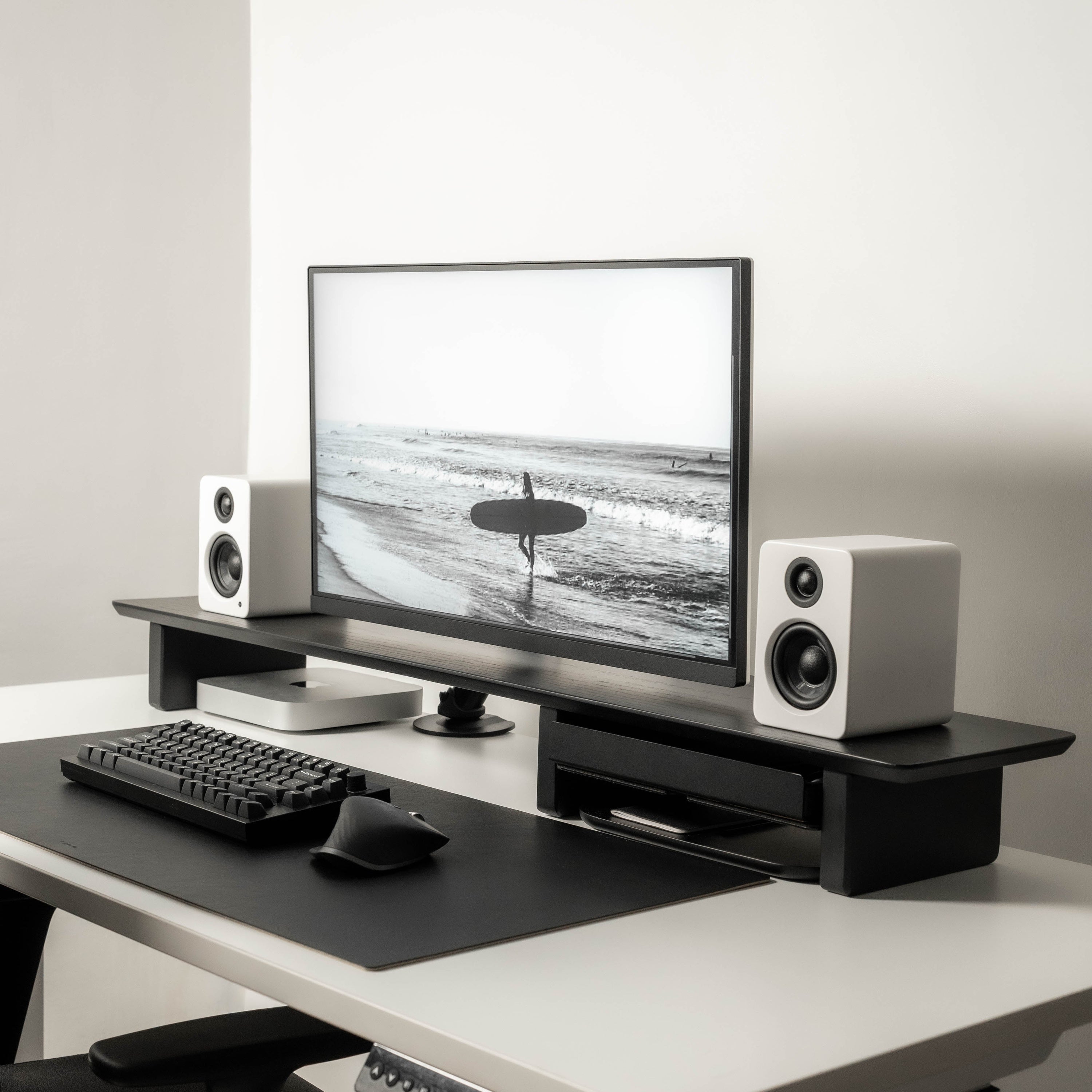 Desk Shelf for Monitor Stand in Black Wood Grovemade Alternative