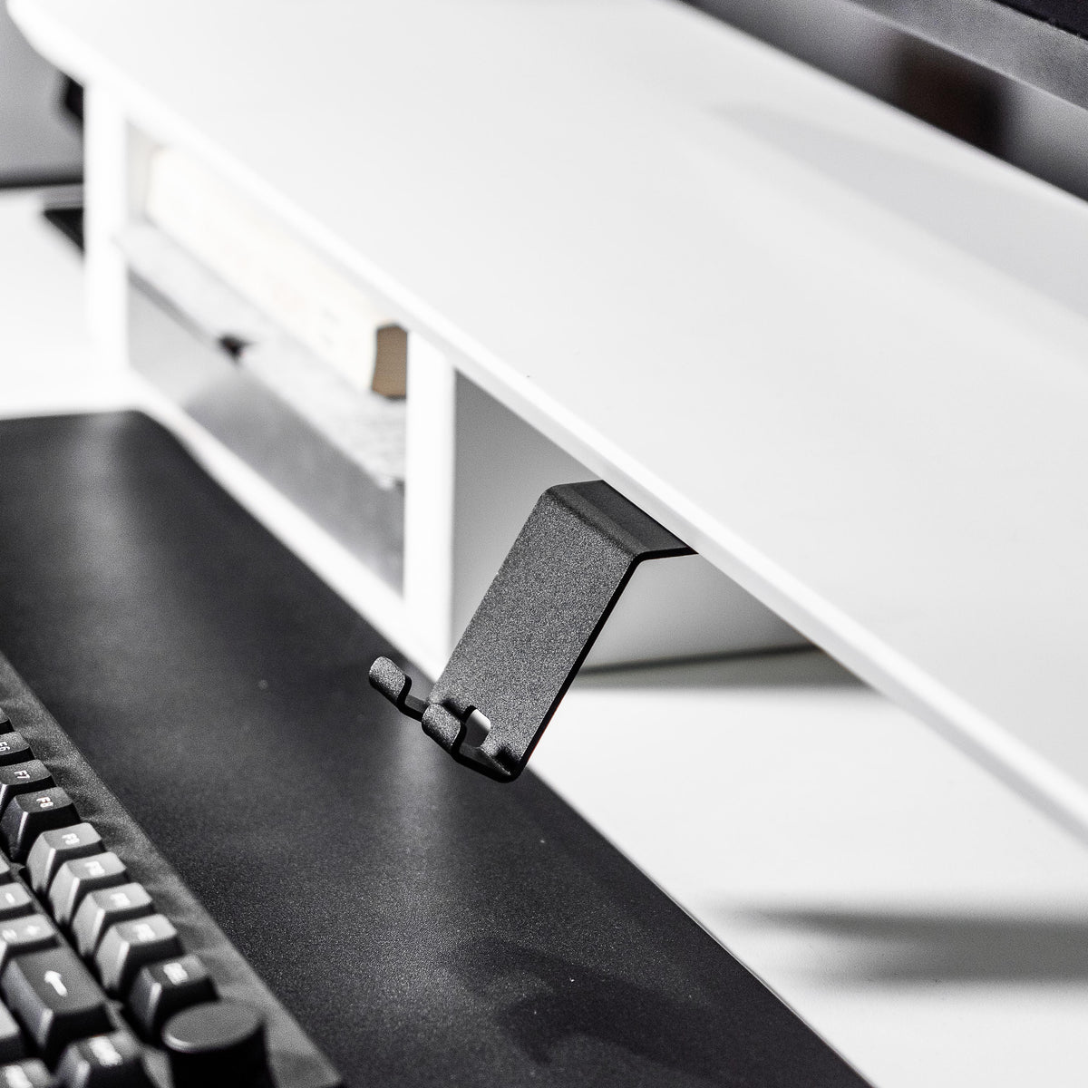 Desk Shelf White Setup Cockpit Dual Monitor Stand Grovemade Balolo ...