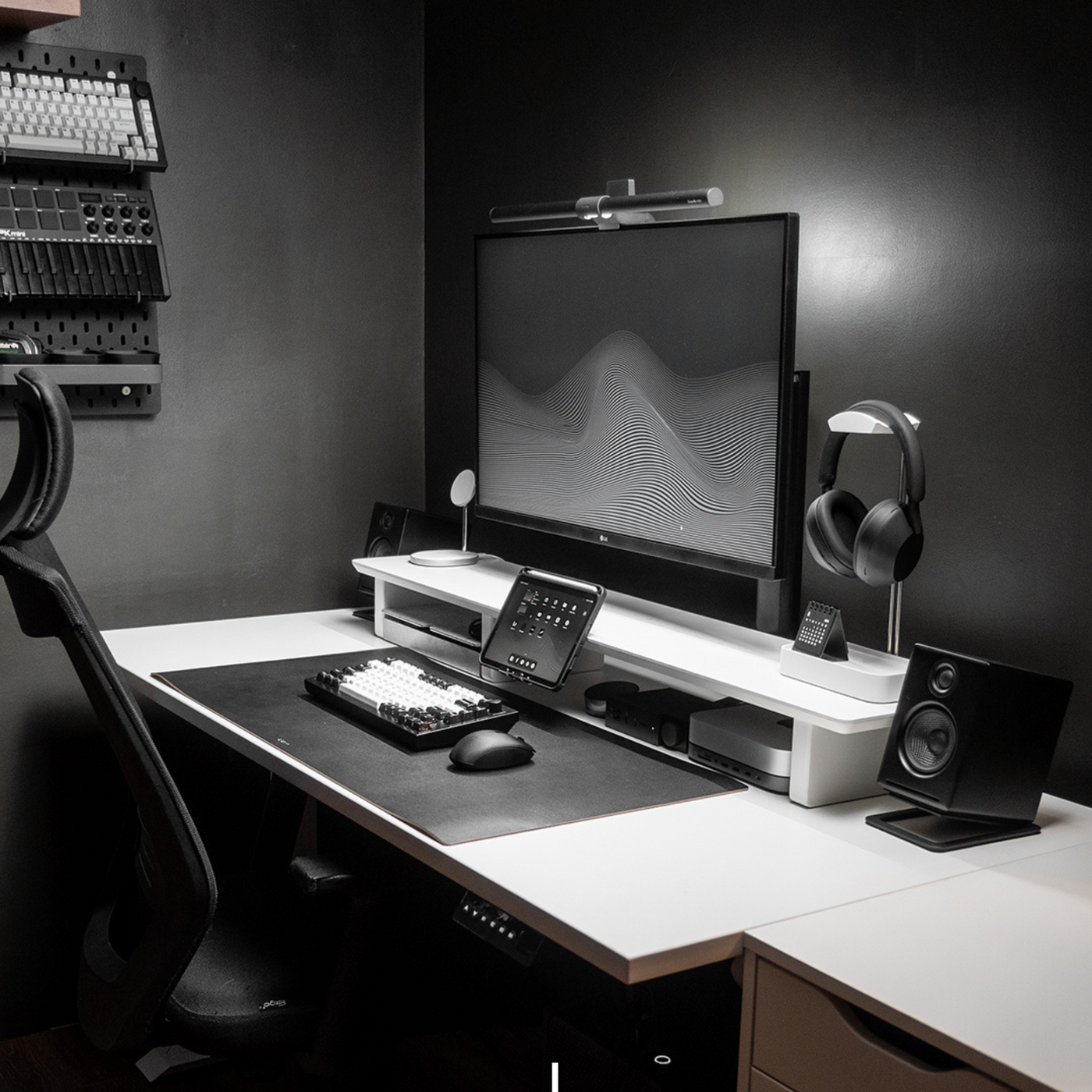 Desk Shelf White Setup Cockpit Dual Monitor Stand Grovemade Balolo ...