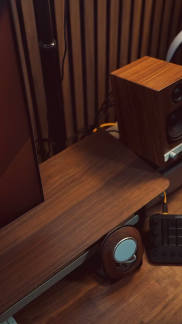 Vertical Laptop Stand Dual Clamshell Holder for Macbook | Walnut Wood