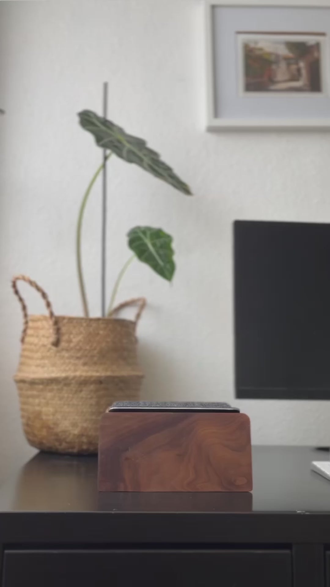 Vertical Laptop Stand Dual Clamshell Holder for Macbook | Walnut Wood
