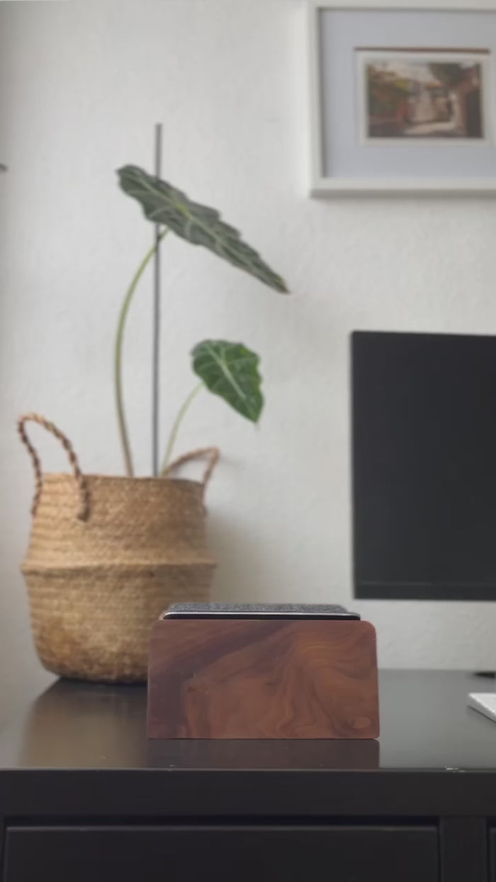 Vertical Laptop Stand Dual Clamshell Holder for Macbook | Walnut Wood