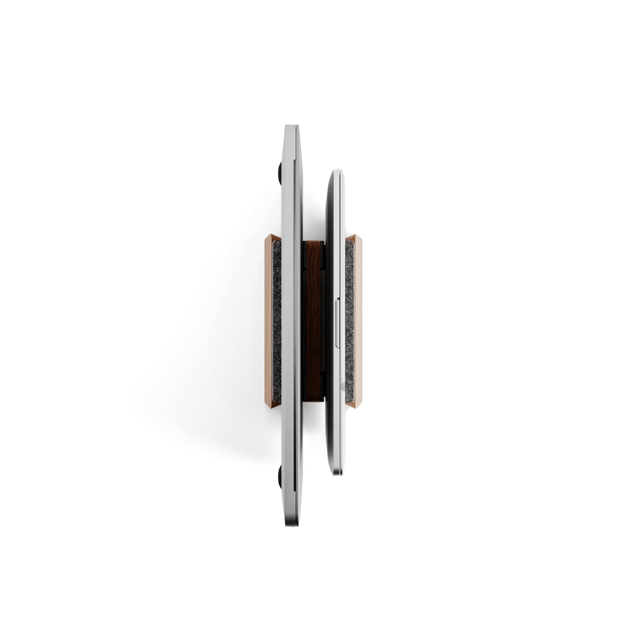 Vertical Laptop Stand Dual Clamshell Holder for Macbook | Walnut Wood