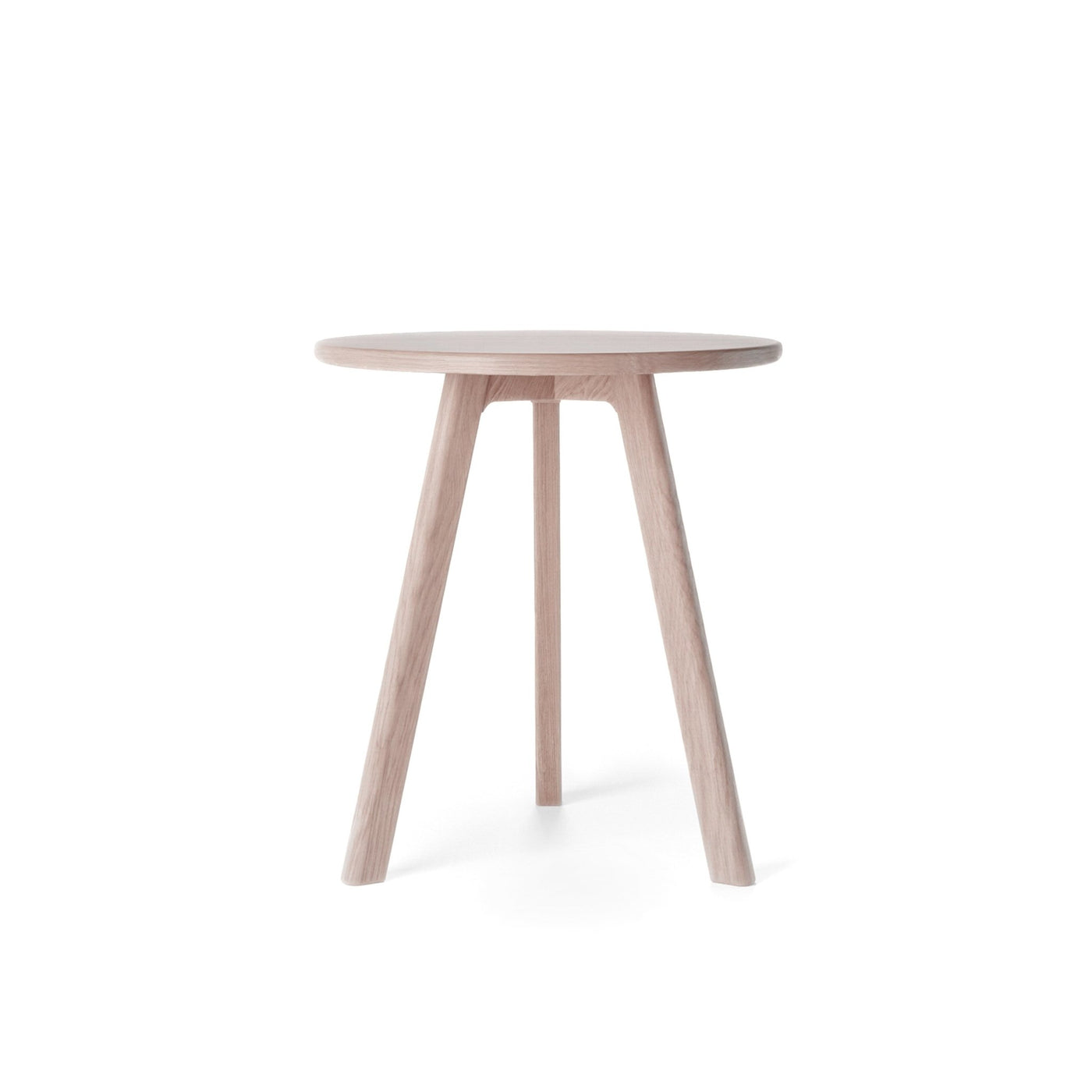 Round Side Table Small Pedestal Table Solid Wood | Whitewash Oak